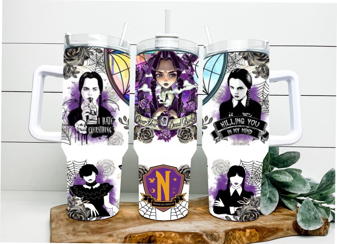 40oz Dupe Handle Tumbler, Wednesday Addams-inspired 40oz Stanley Dupe ...