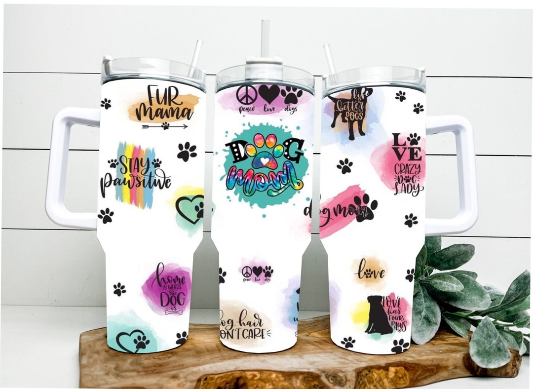 40oz Dupe Handle Tumbler, 40oz Dog Mom Tumbler - Sip in Style, Wag With ...