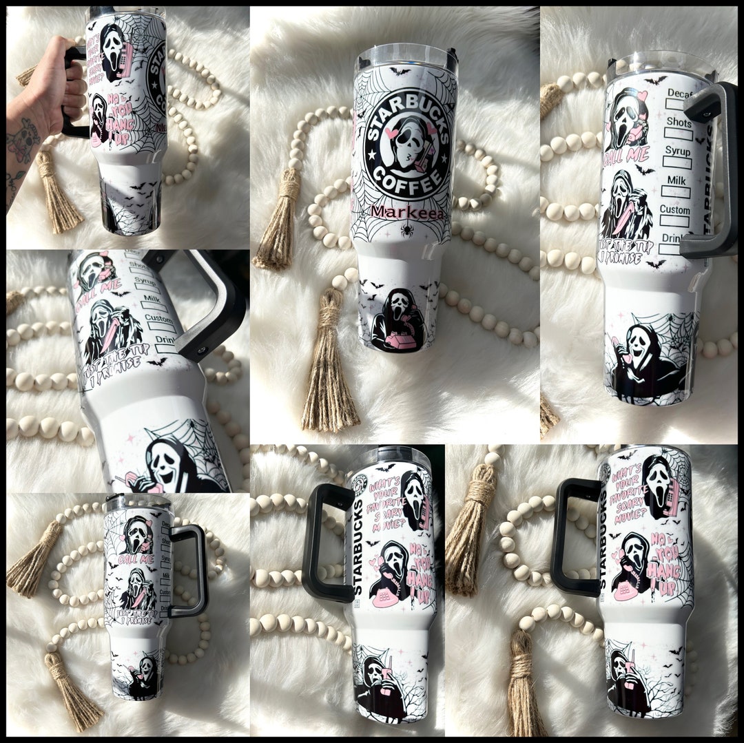 40oz Dupe Handle Tumbler, Ghostface 40oz Sublimation Tumbler Unique ...