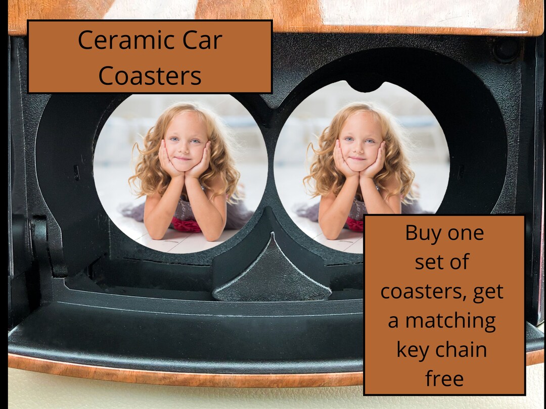 Cup Holder Coaster, Set of 2 Ceramic Photo Car Coasters, Custom ...