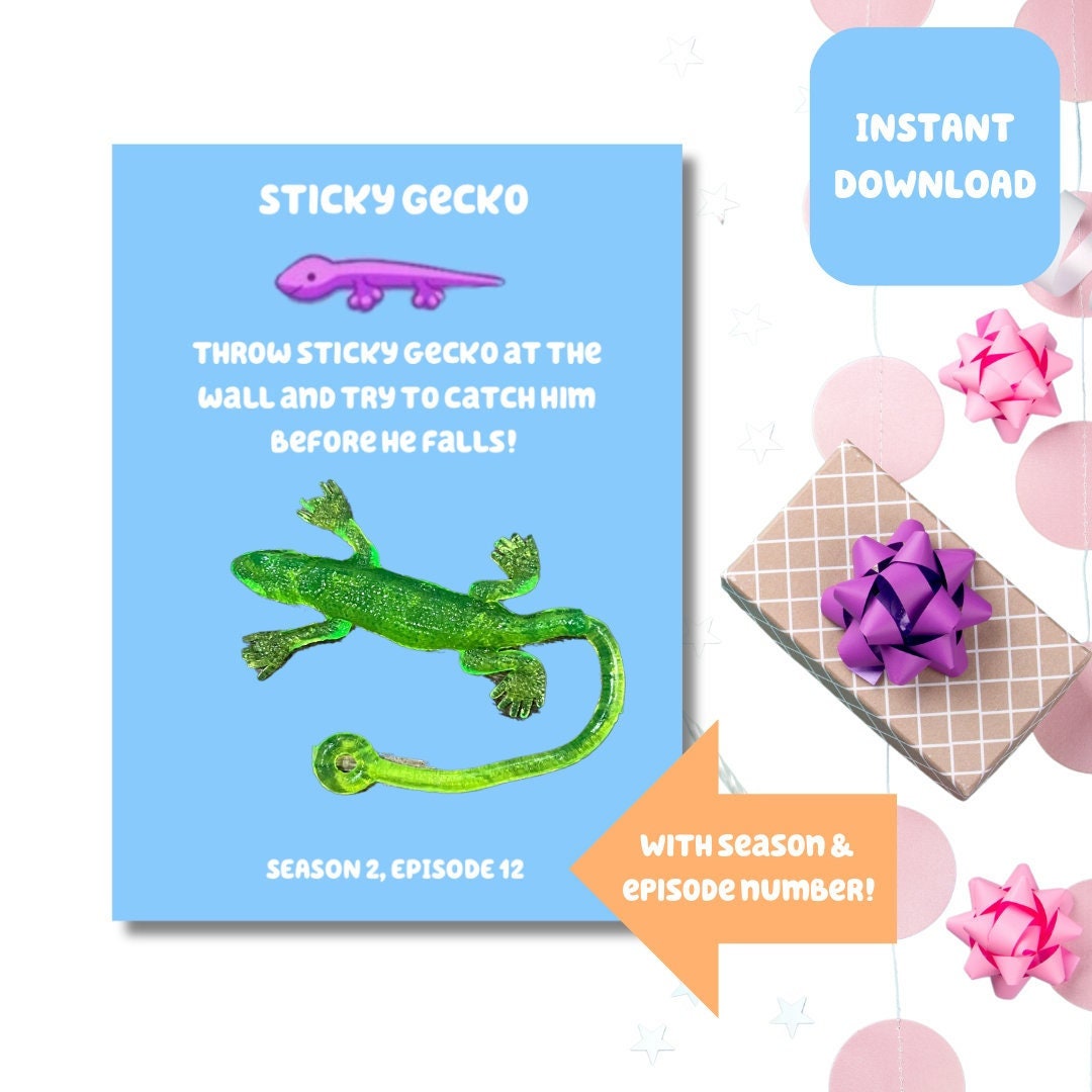 Party Favor Labels | Sticky Gecko | Blue | Party Favor Cards | Instant ...