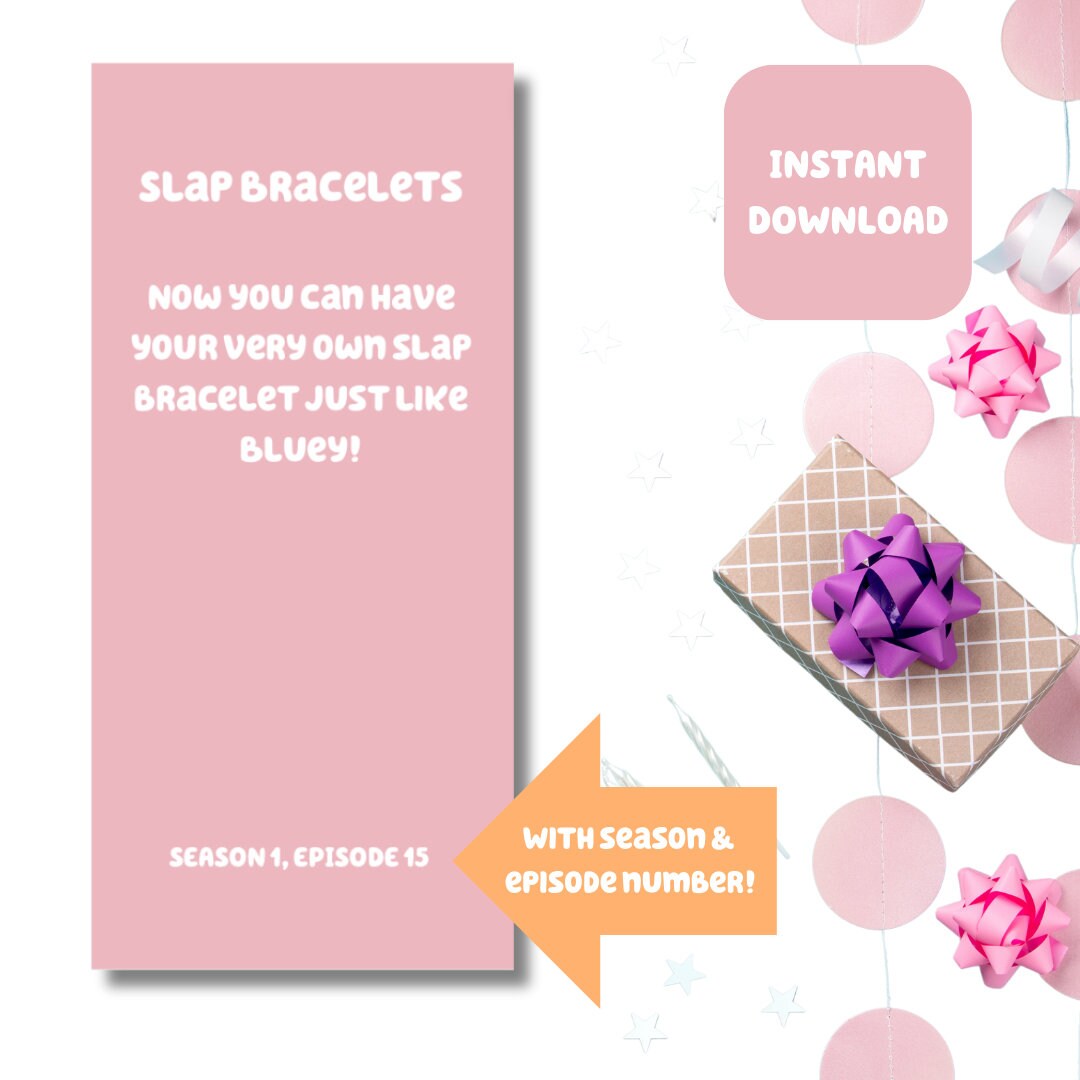 Party Favor Labels Slap Bracelets Pink Party Favor Cards Instant ...