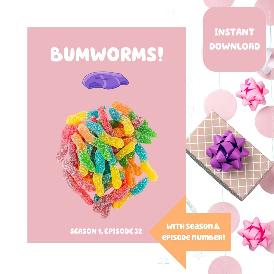 Party Favor Labels | Bumworms | Pink | Party Favor Cards | Instant ...