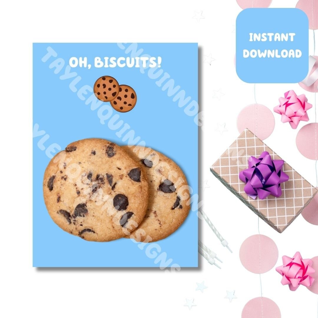 Party Favor Labels Oh Biscuits Blue Party Favor Cards Instant Download ...