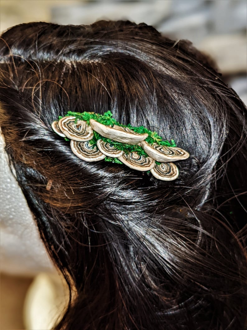 Turkey Tail Mushroom/fungus Hair Comb With Moss - Etsy