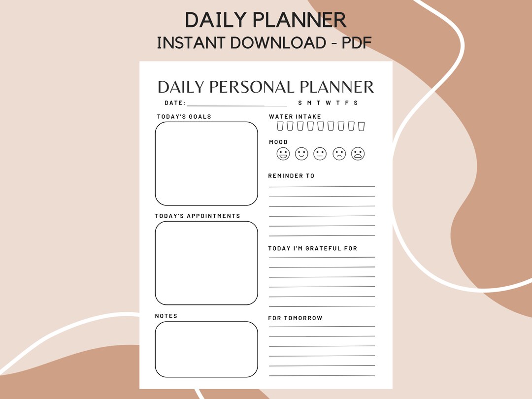 Modern Daily Planner, Printable Daily Planner, to Do List, Instant ...