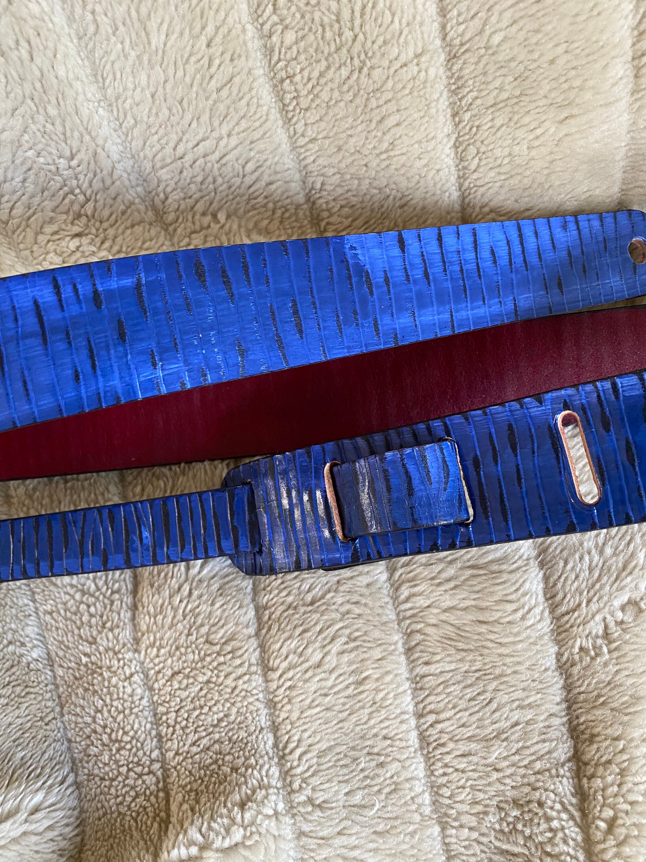 Electric Blue Leather Guitar Strap | Etsy