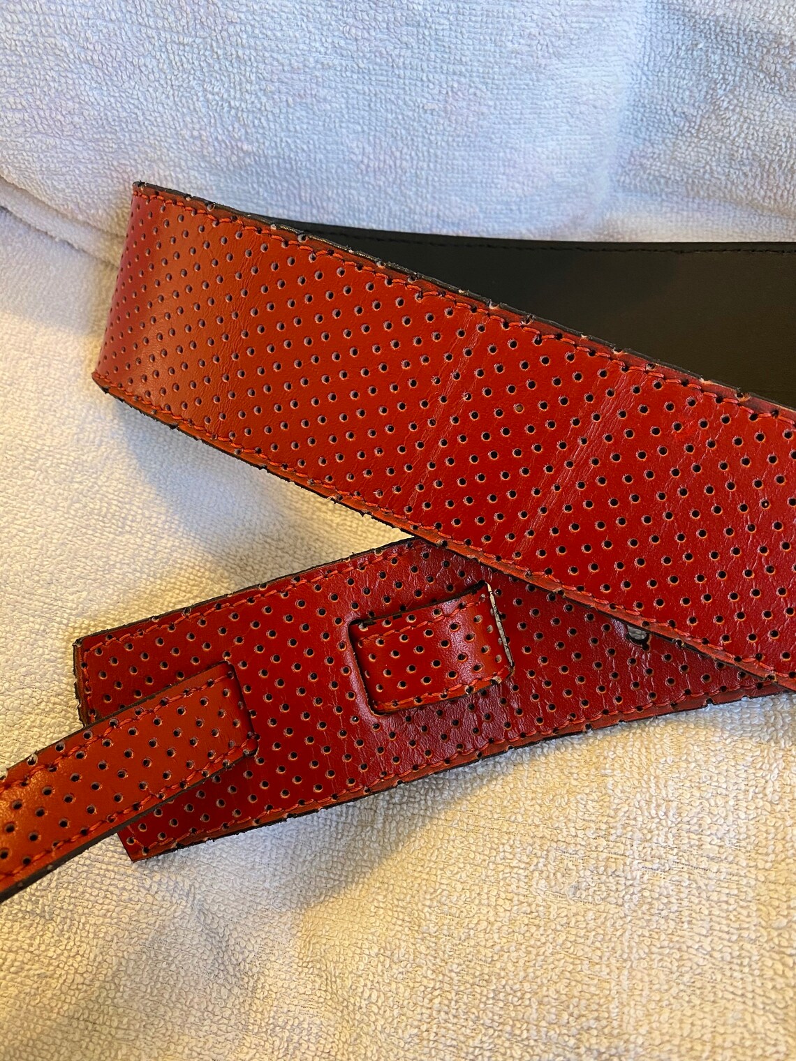 Red Leather Guitar Strap - Etsy