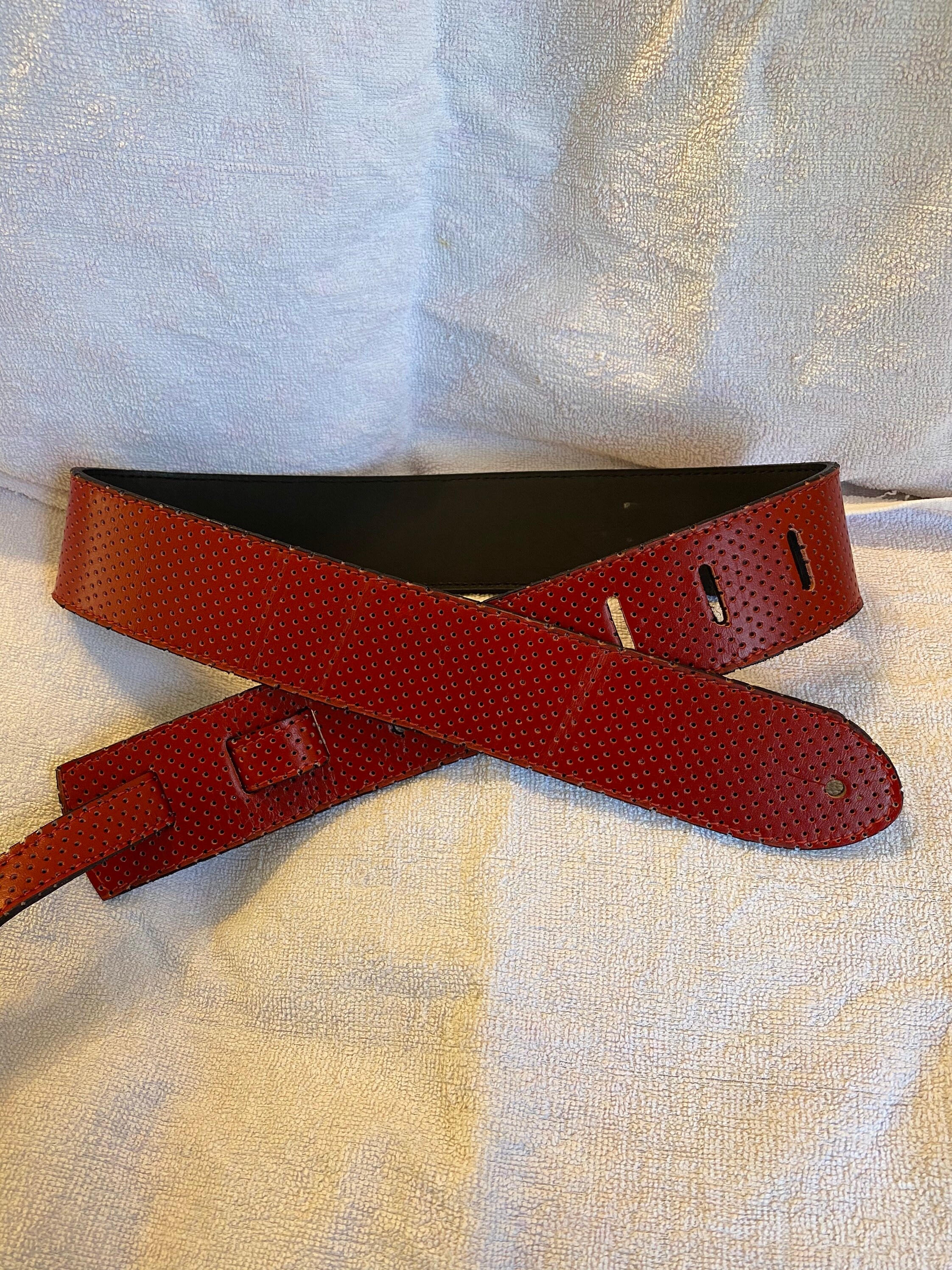 Red Leather Guitar Strap - Etsy