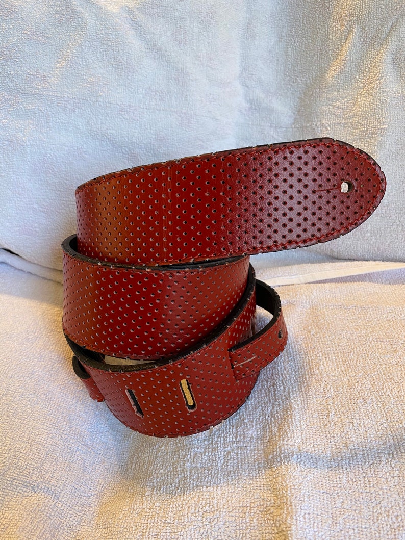 Red Leather Guitar Strap - Etsy