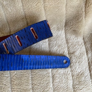 Electric Blue Leather Guitar Strap - Etsy