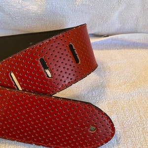 Red Leather Guitar Strap - Etsy