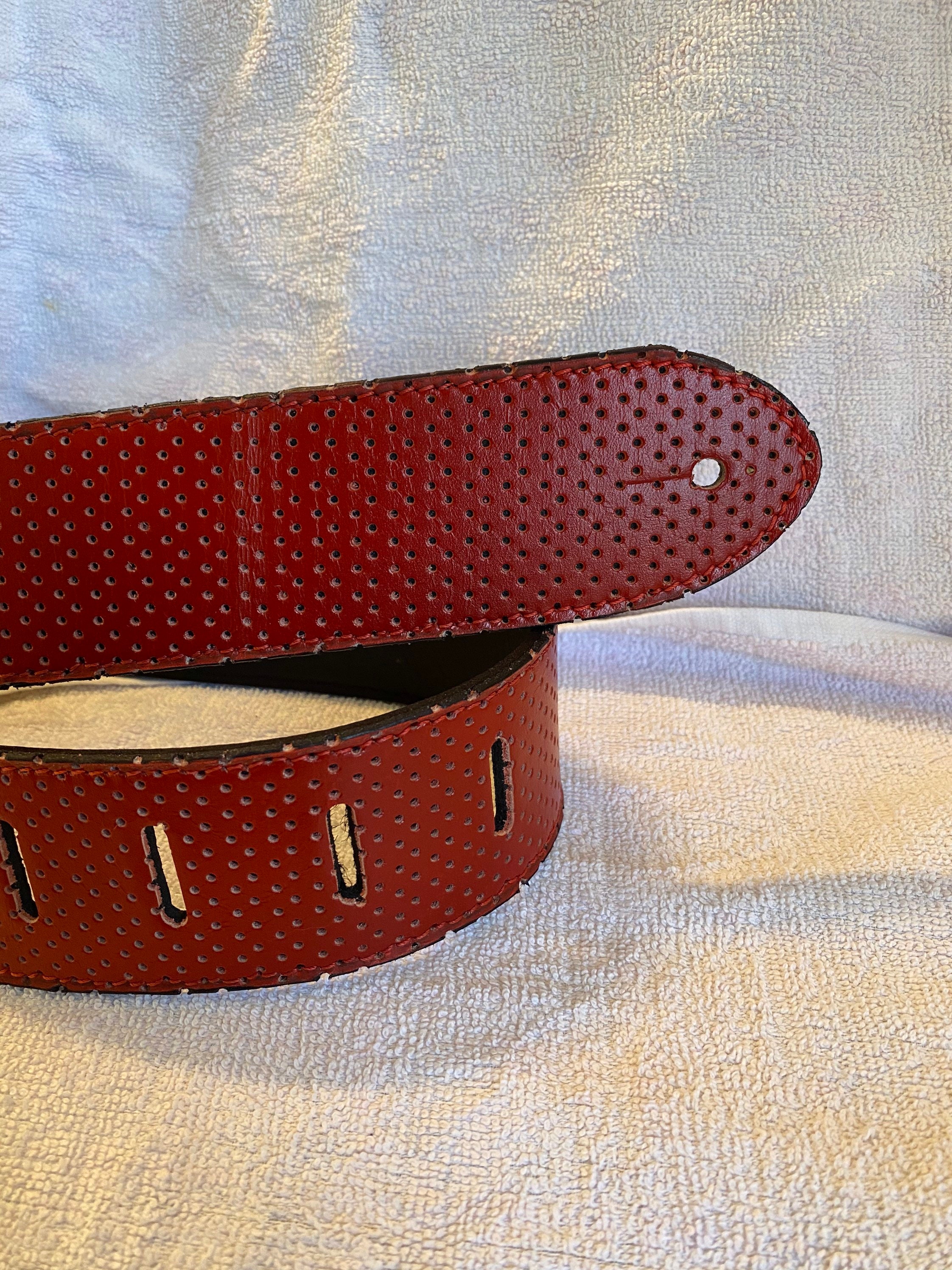 Red Leather Guitar Strap - Etsy