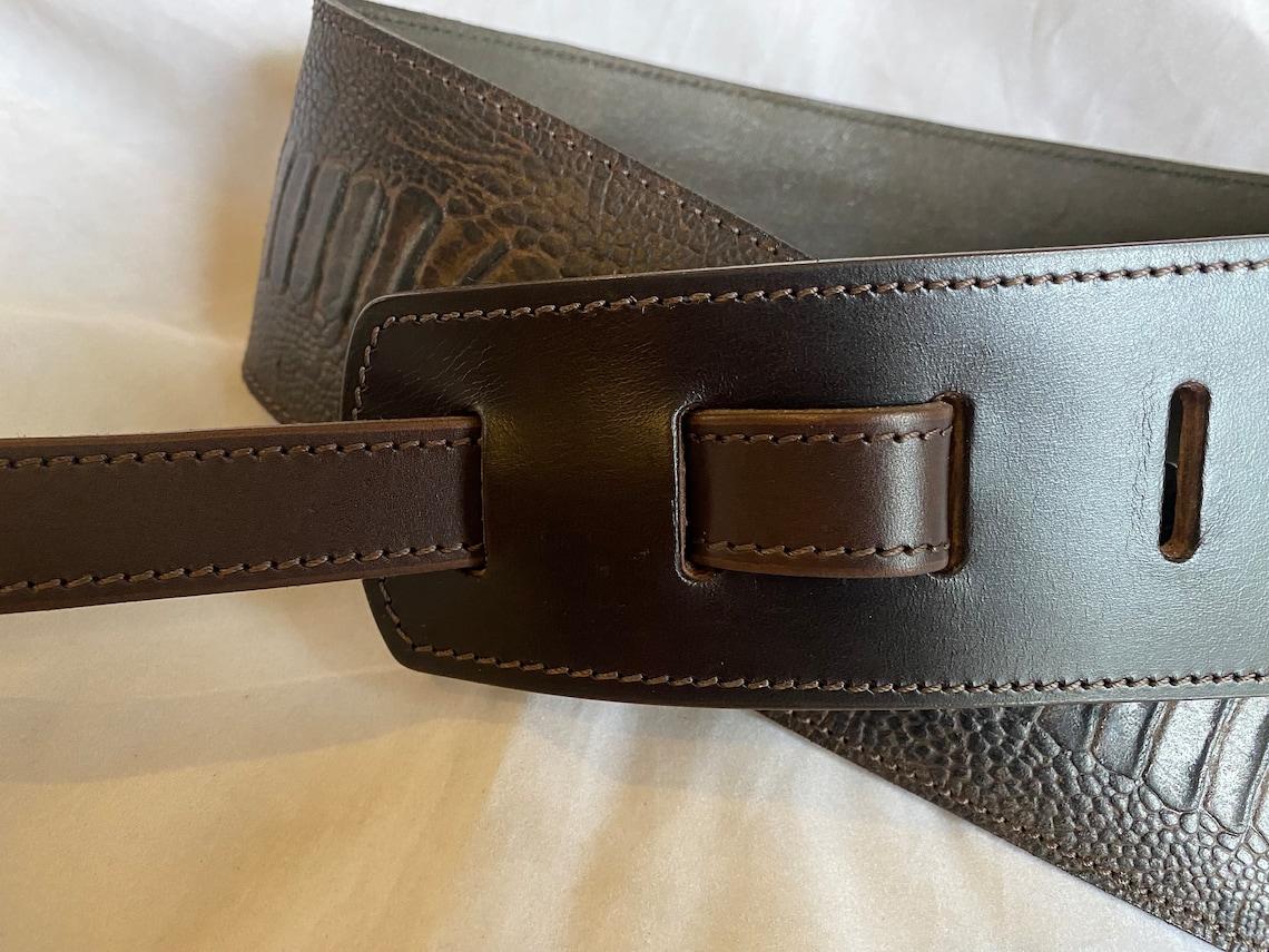 Brown Leather Emu Emboss Guitar Strap - Etsy
