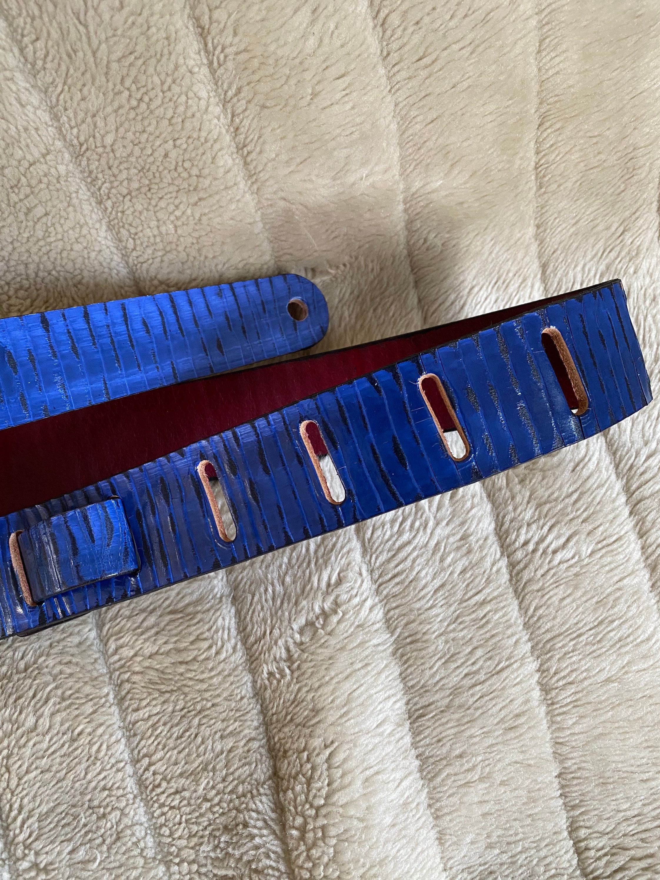 Electric Blue Leather Guitar Strap | Etsy