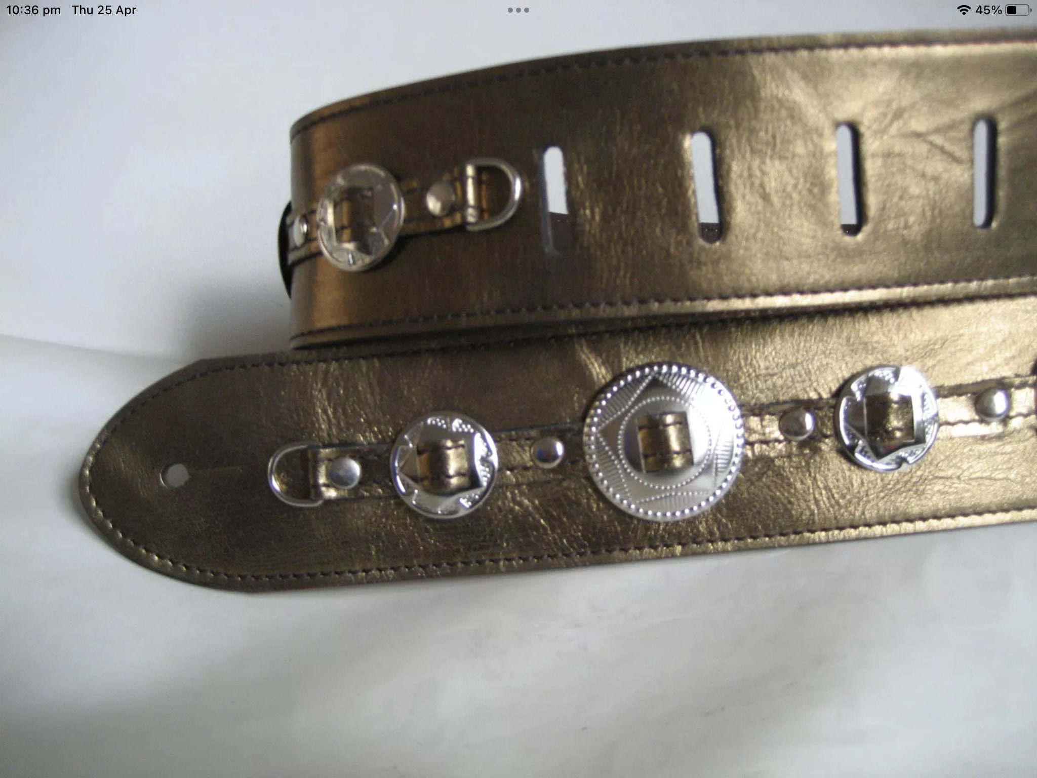 Bronze Leather Concho Guitar Strap - Etsy