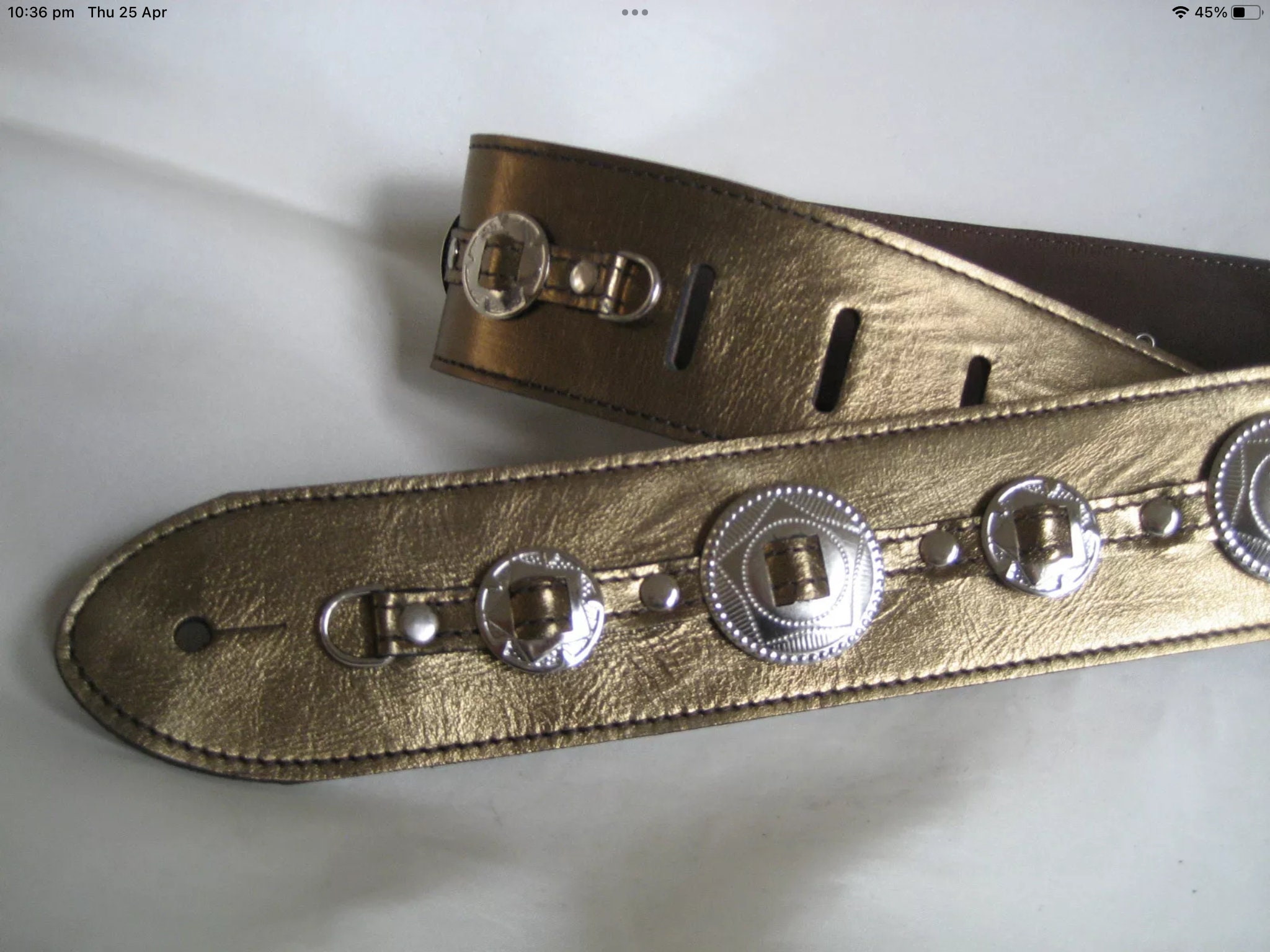 Bronze Leather Concho Guitar Strap - Etsy