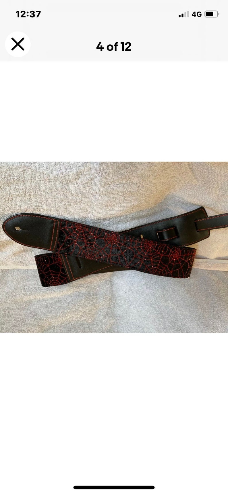 Black Leather Red Spider Web Guitar Strap - Etsy