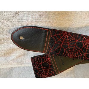 Black Leather Red Spider Web Guitar Strap - Etsy