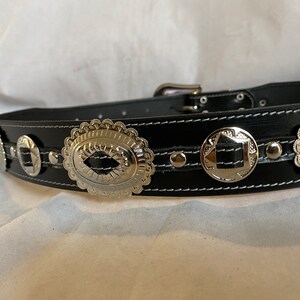 Black Leather Big Concho Western Belt - Etsy