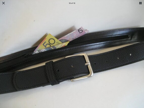 Black Leather Money Belt - Etsy