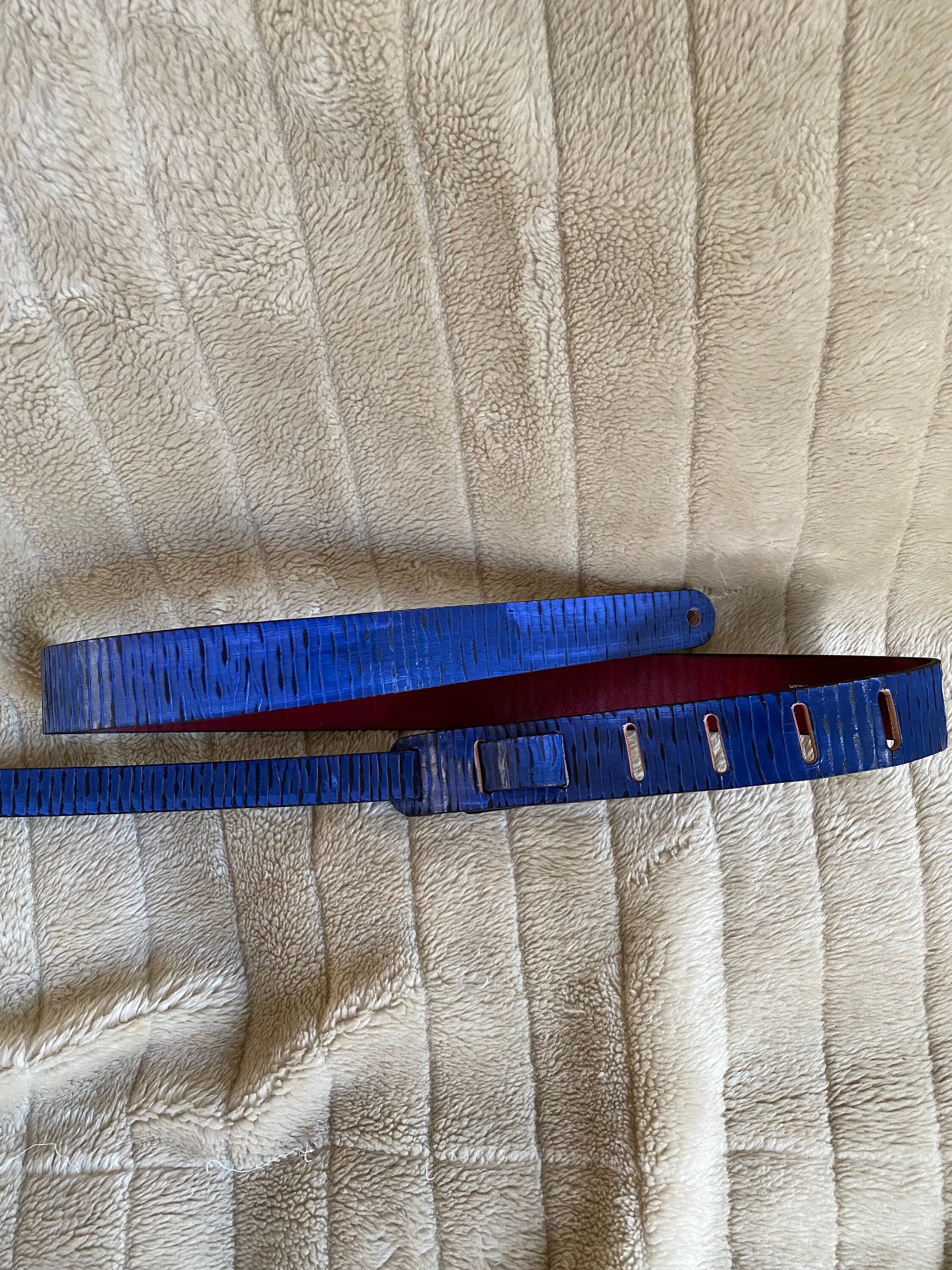 Electric Blue Leather Guitar Strap | Etsy