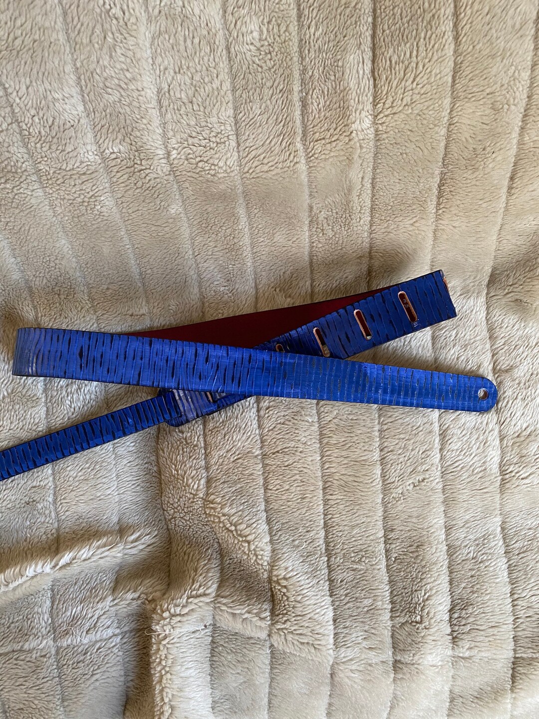 Electric Blue Leather Guitar Strap - Etsy