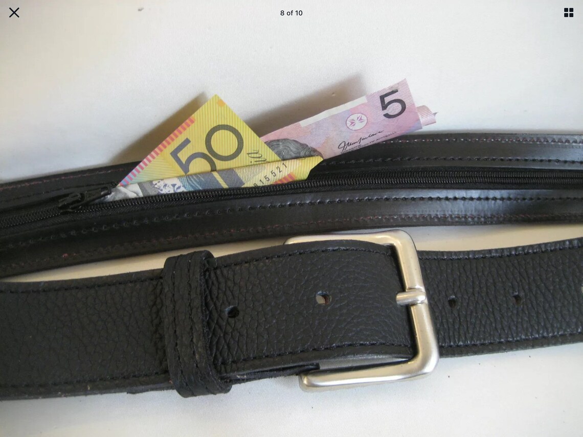 Black Leather Money Belt - Etsy