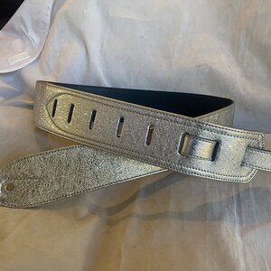 Silver Leather Guitar Strap - Etsy