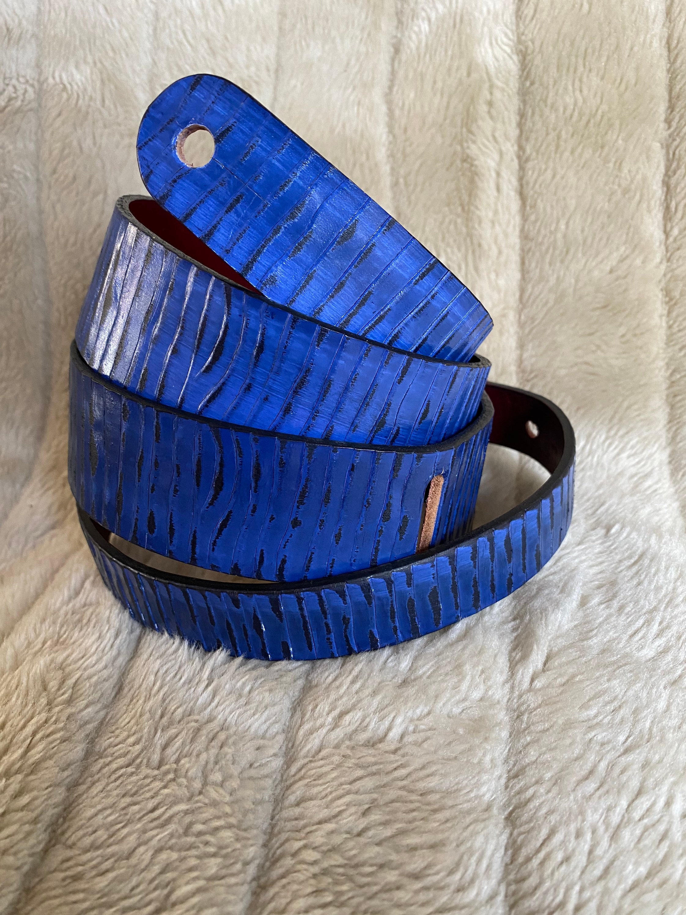 Electric Blue Leather Guitar Strap | Etsy