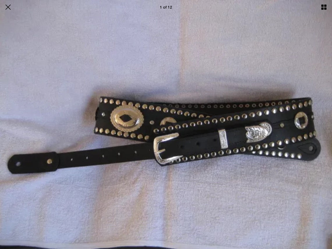 Genuine leather studded/ Concho guitar strap | Etsy