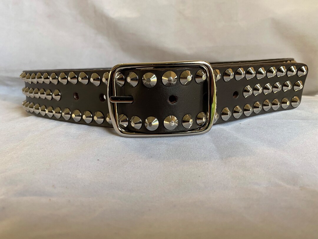 Leather Studded Belt - Etsy