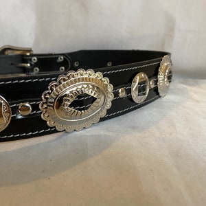 Black Leather Big Concho Western Belt - Etsy