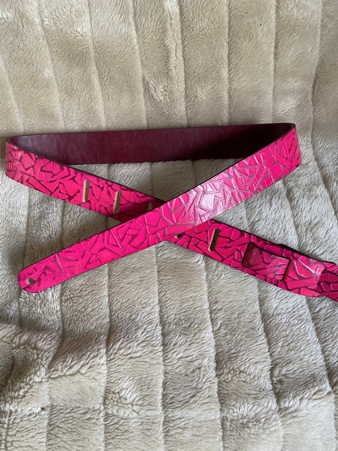Hot Pink Leather Guitar Strap - Etsy