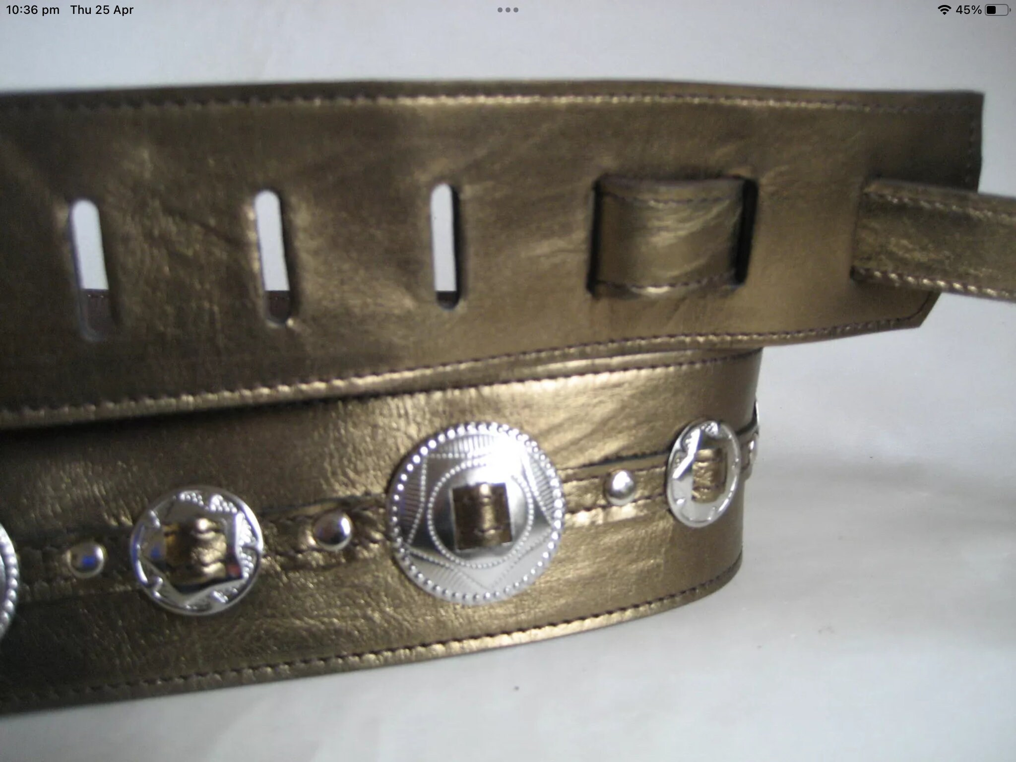 Bronze Leather Concho Guitar Strap - Etsy
