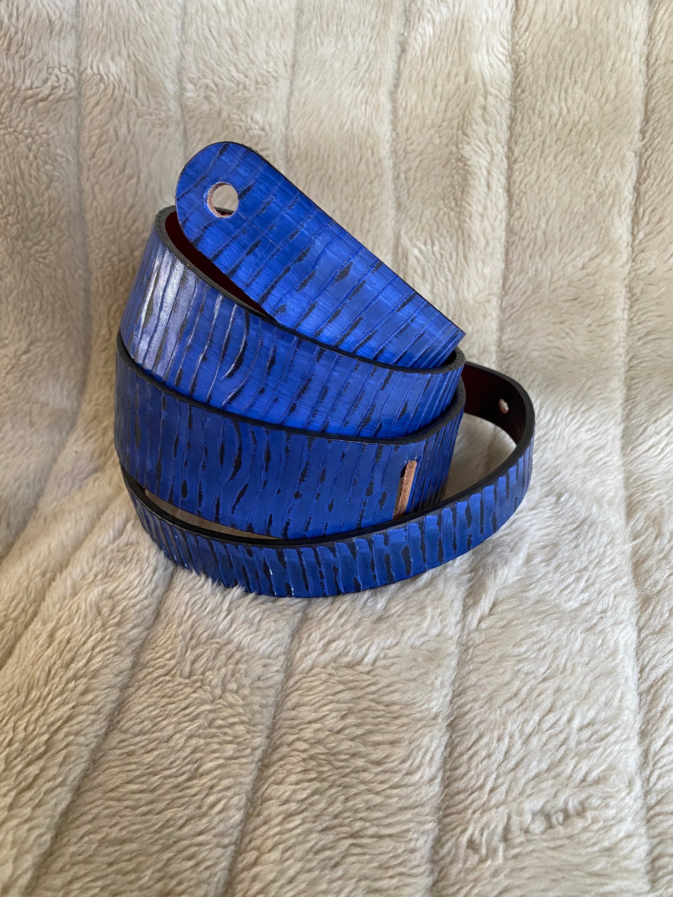 Electric Blue Leather Guitar Strap | Etsy