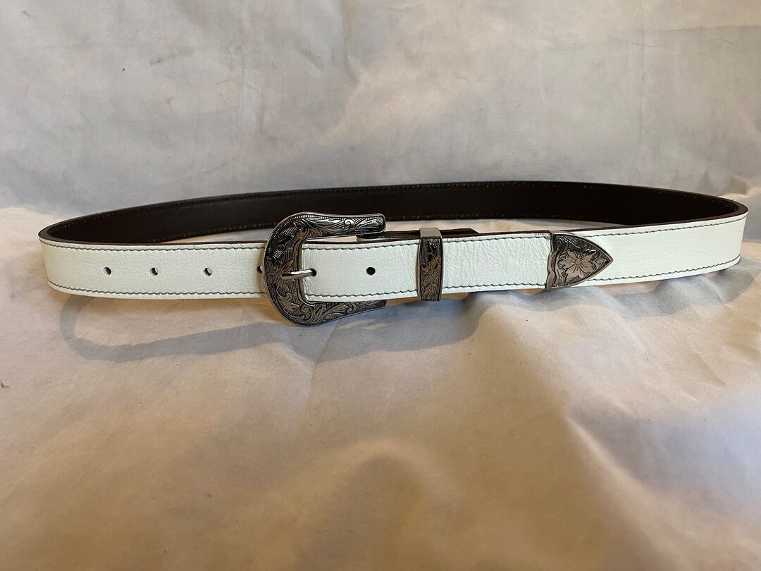WHITE Leather 30mm Weston Style Belt - Etsy