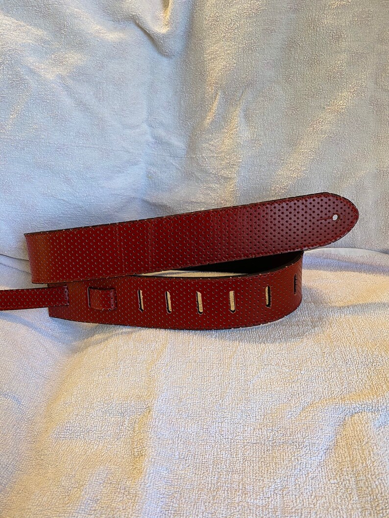Red Leather Guitar Strap - Etsy