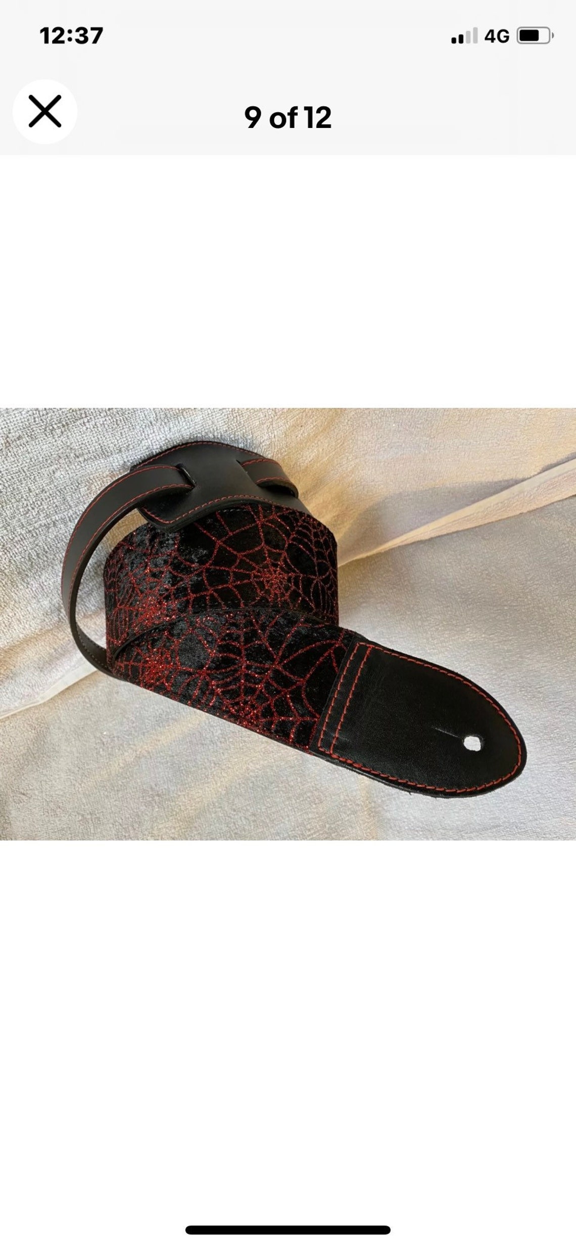 Black Leather Red Spider Web Guitar Strap - Etsy