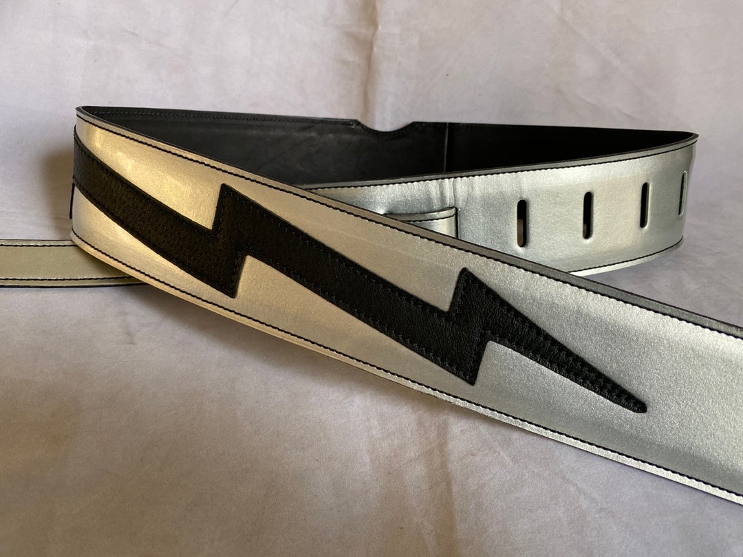 Silver/black Lighting Guitar Strap - Etsy