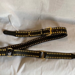 Black Leather Gold Studded Guitar Strap - Etsy