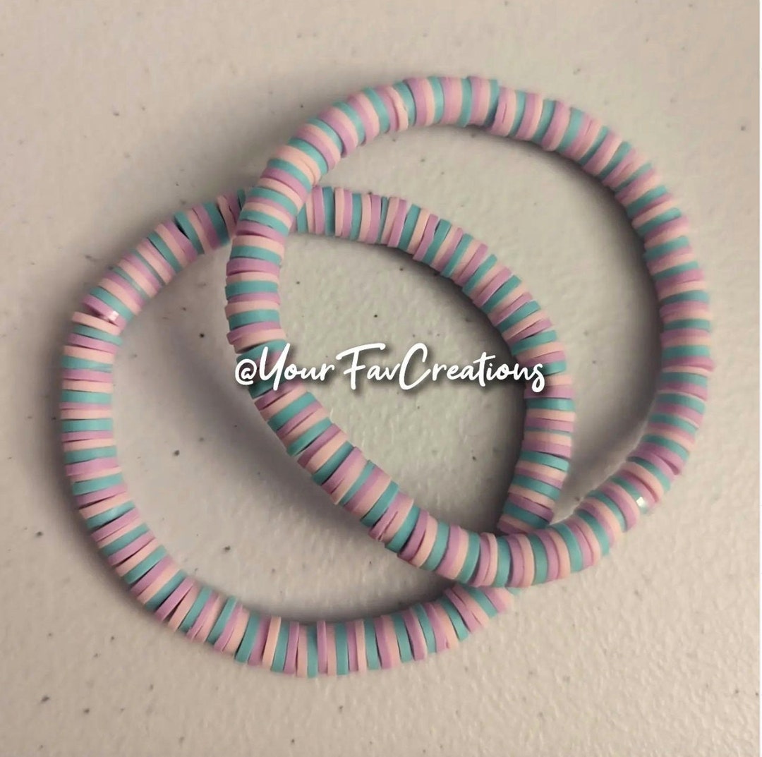 Clay Bead Bracelet • Cotton Candy Dream - Etsy