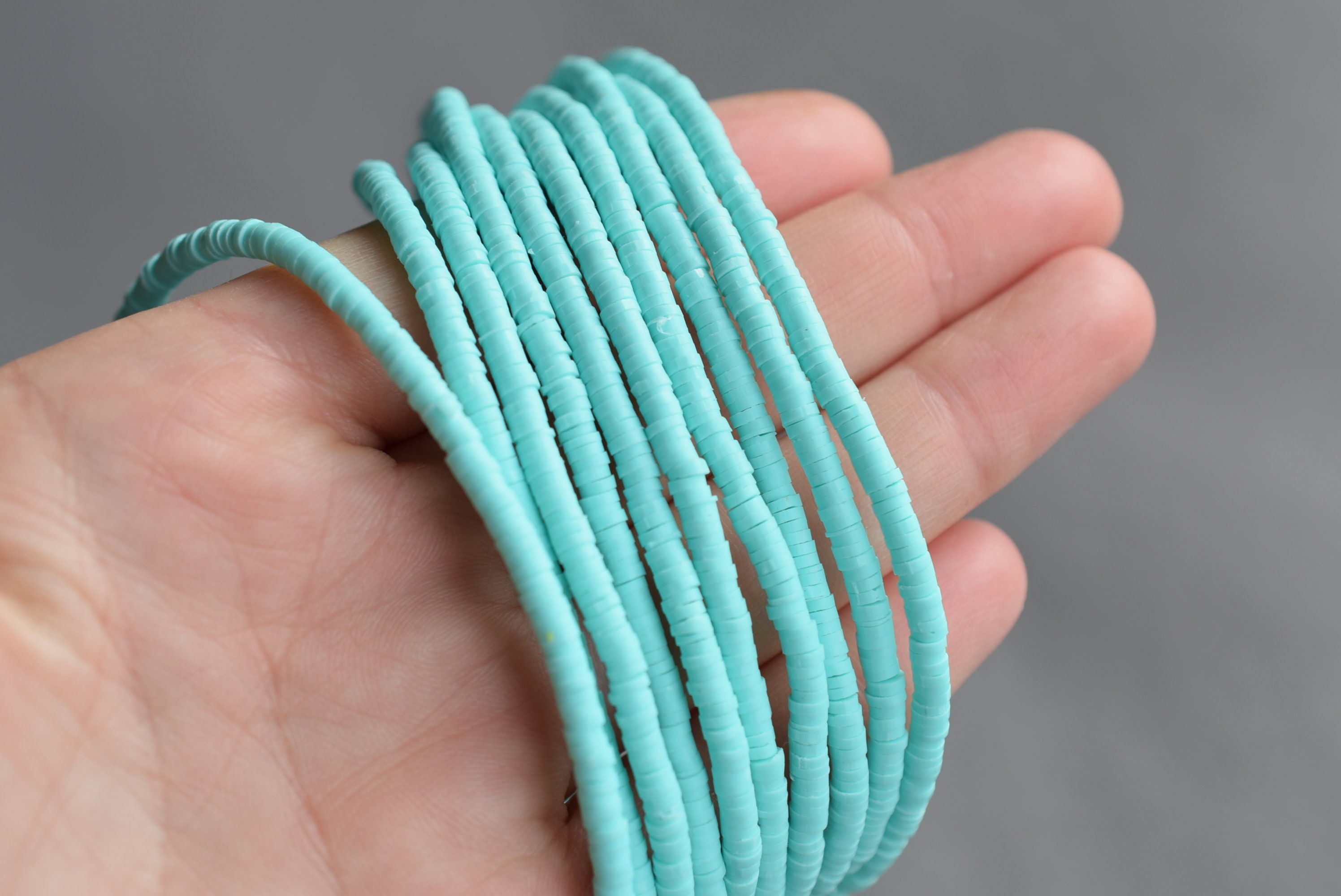 Light Turquoise Disc Beads, Heishi Disc Beads, Full Strand, Turquoise ...