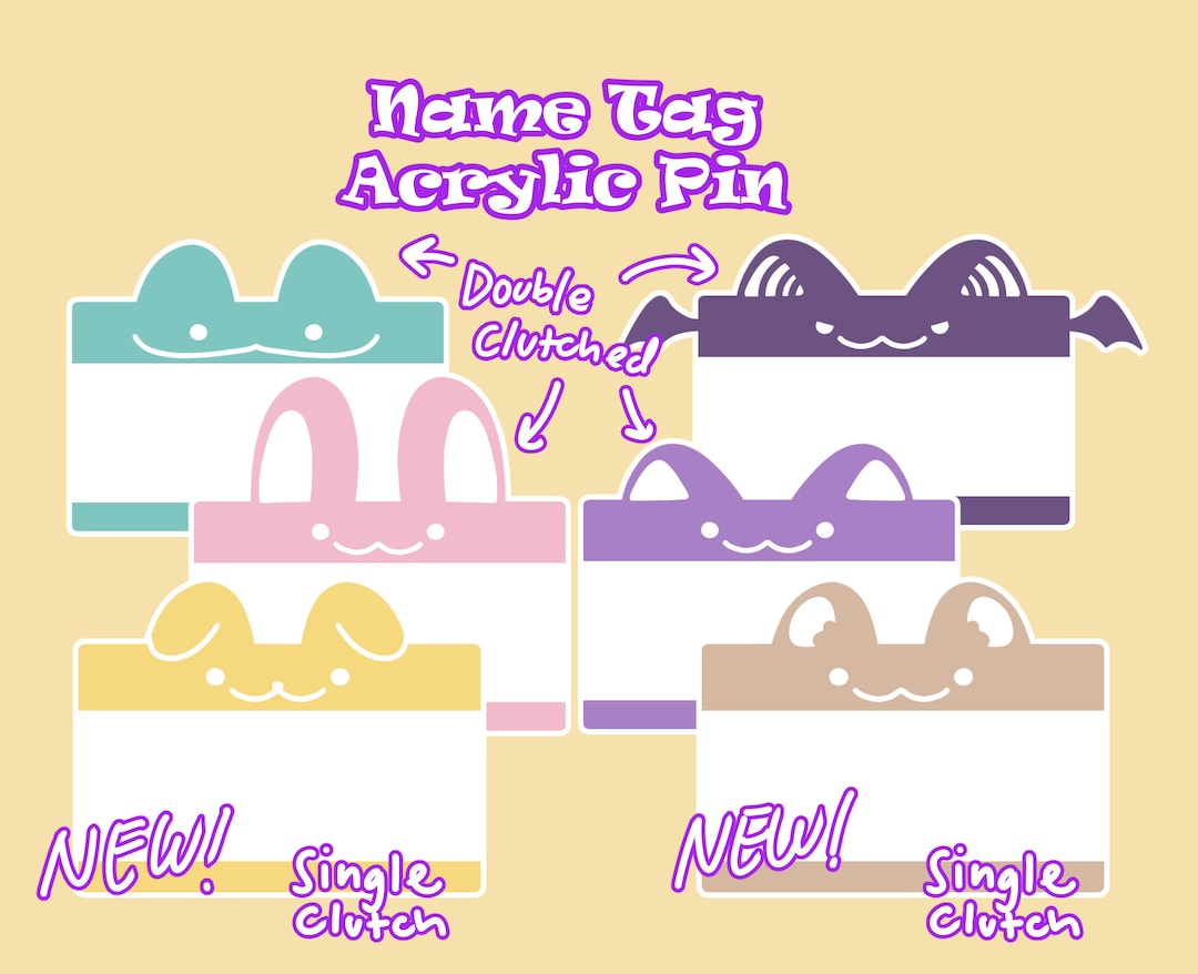 Cute Animal LGBTQ+ Name Tag Pronoun Pins - Etsy