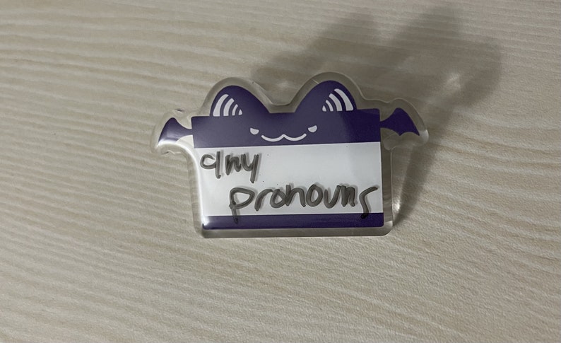 Cute Animal LGBTQ Name Tag Pronoun Pins - Etsy