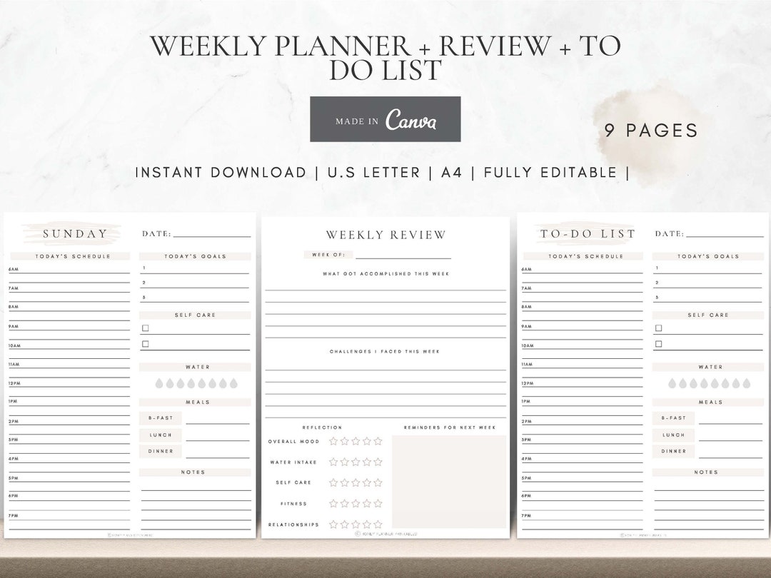 Canva Weekly Planner Printable Template, Time Block Template, Block ...