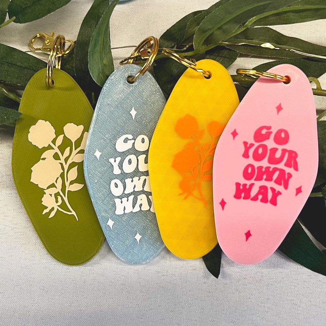 3D Printed Keychain 3D Printed Motel Keychain Motel Keychain Retro ...
