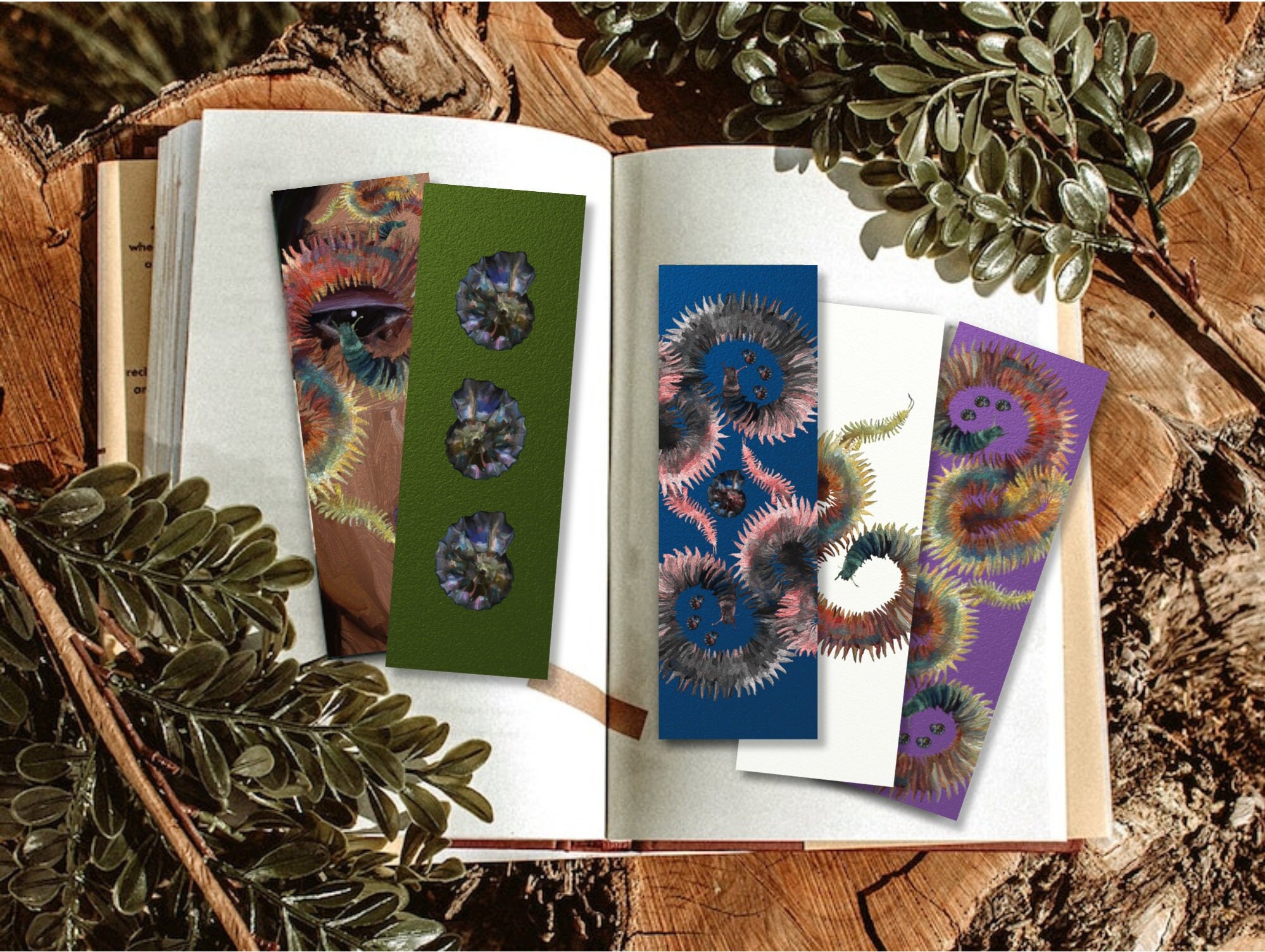 Printable Insect Bookmarks, Set of Five, Hand-painted. Book Lover Gift ...