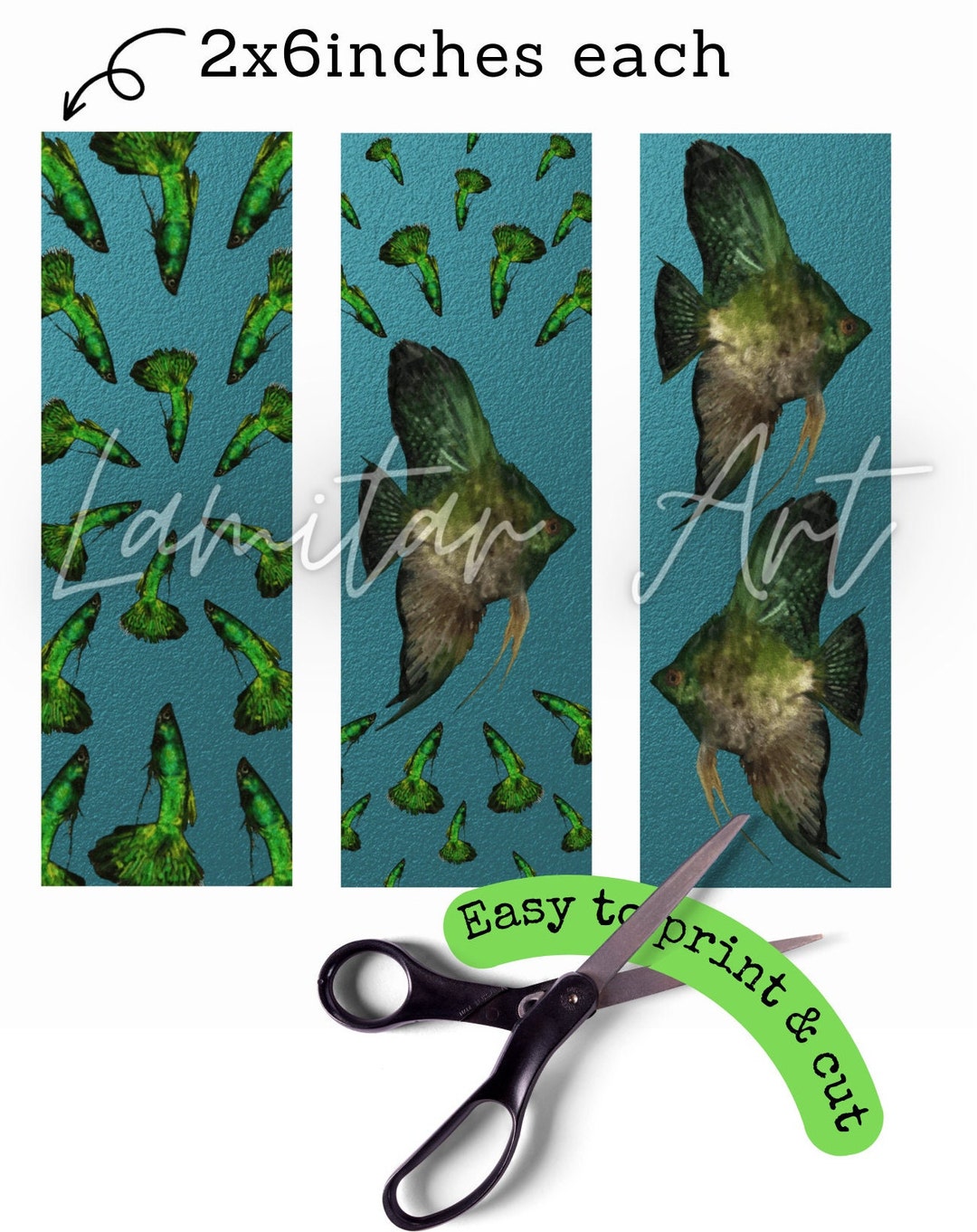 Printable Ocean Bookmarks, Painted Set of 3| Book Lover Gift, Digital ...