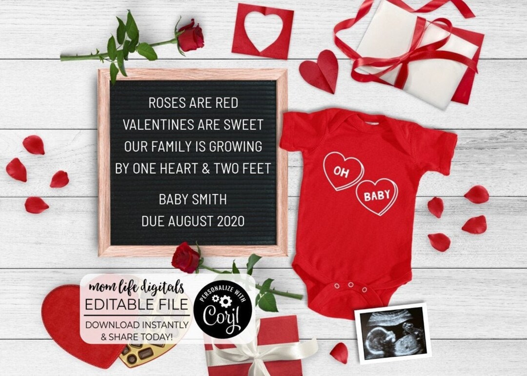 Editable Digital Valentines Day Pregnancy Announcement - Etsy